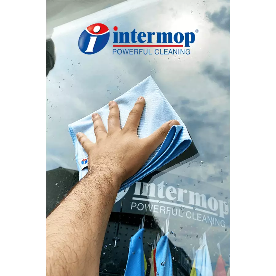Intermop Cam Temizleme Bezi Mavi 40x40 - Mikrofiber