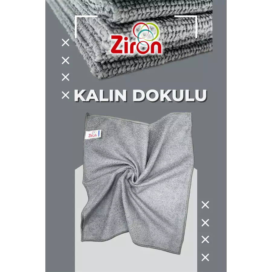 Ziron Kalın Dokulu Temizlik Bezi Gri 40x40 - Mikrofiber